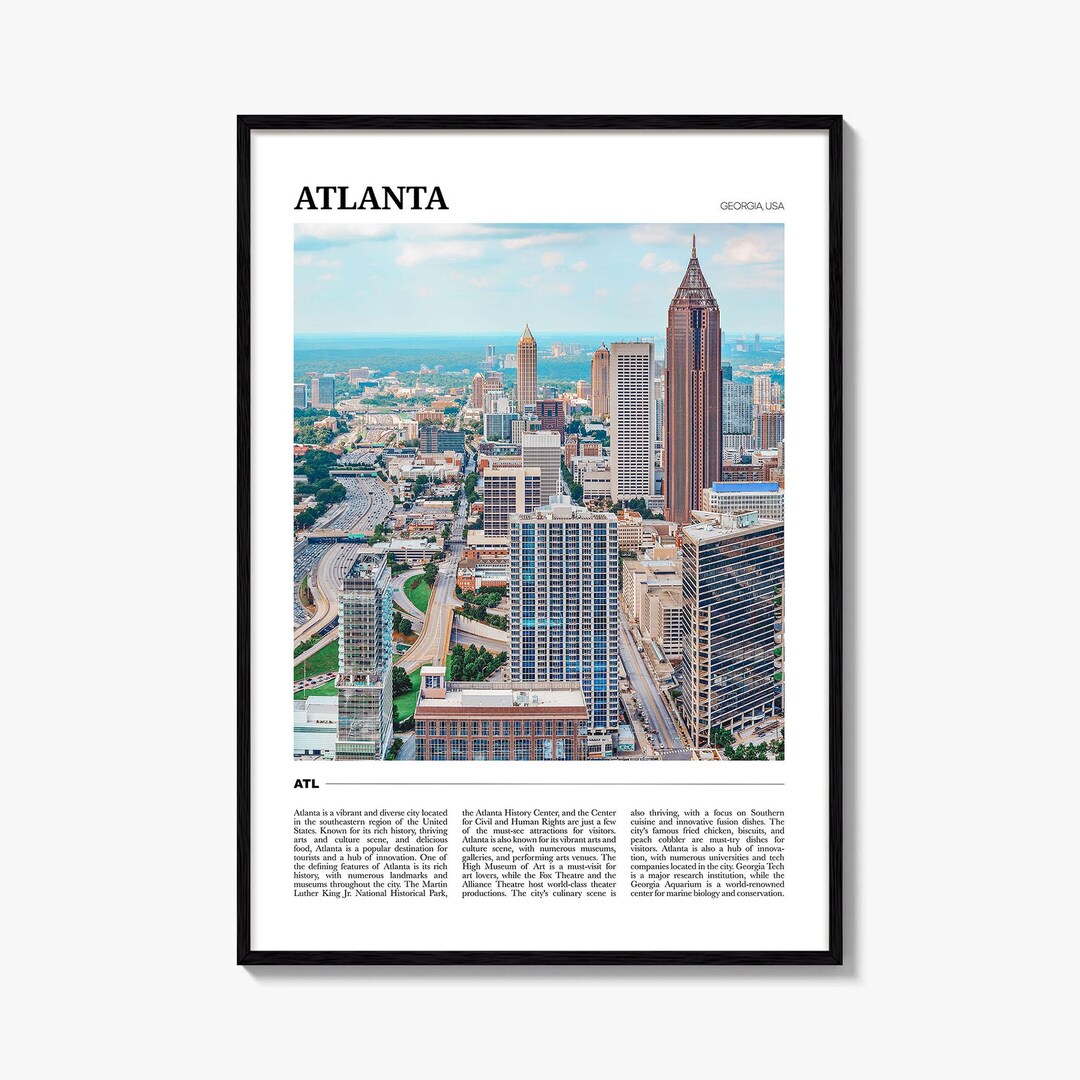 Atlanta Travel Poster No 1, Atlanta Wall Art, Atlanta Poster Print ...