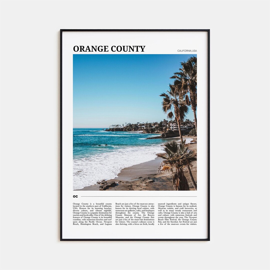 Orange County Travel Poster, Orange County Wall Art, Orange County ...