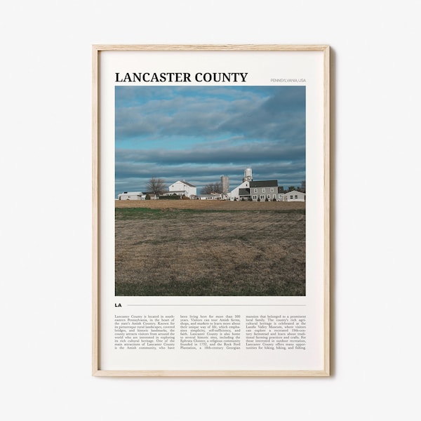 Lancaster County Map Wall Art - Etsy