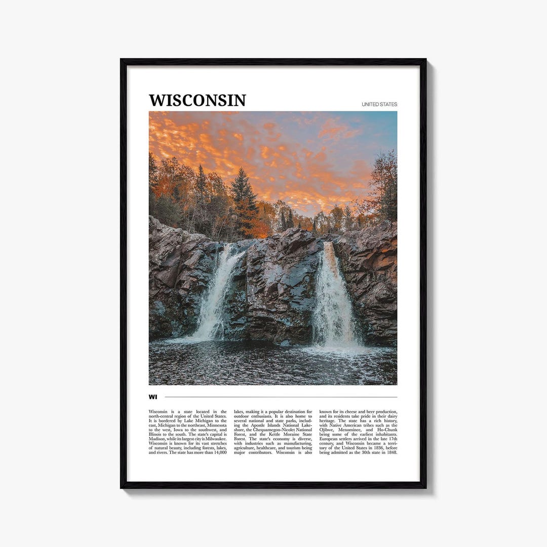 Wisconsin Travel Poster No 2, Wisconsin Wall Art, Wisconsin Poster ...