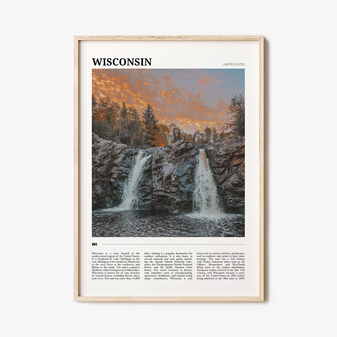Wisconsin Travel Poster No 2, Wisconsin Wall Art, Wisconsin Poster ...