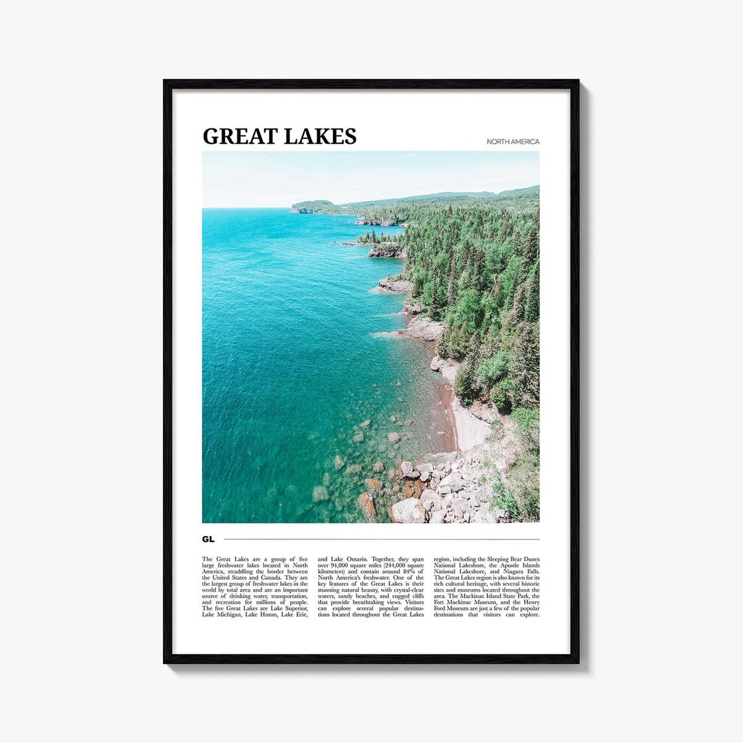 Great Lakes Travel Poster, Great Lakes Wall Art, Great Lakes Poster ...