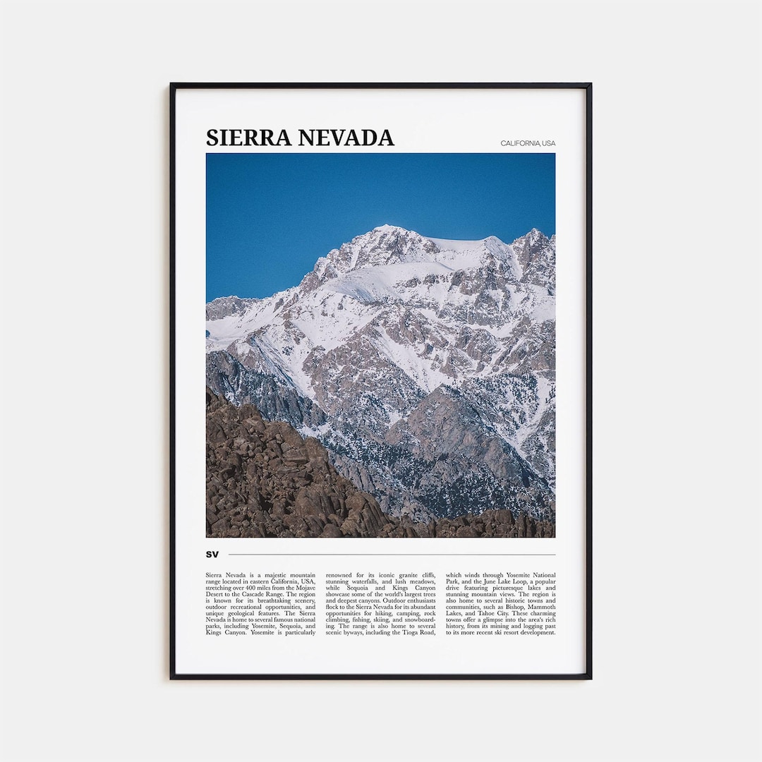 Sierra Nevada Travel Poster, Sierra Nevada Wall Art, Sierra Nevada ...