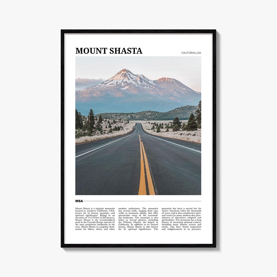 Mount Shasta Travel Poster, Mount Shasta Wall Art, Mount Shasta Poster ...