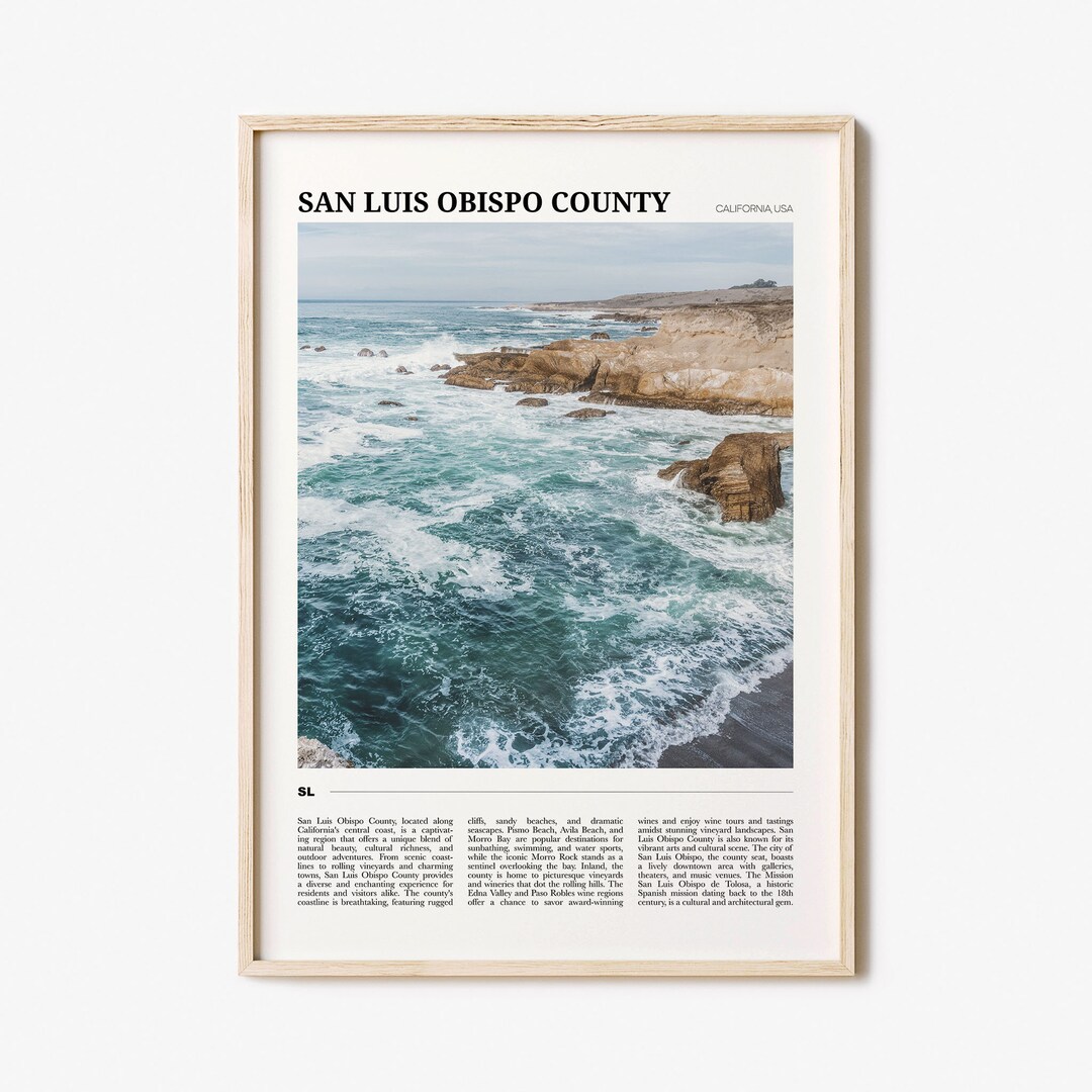 San Luis Obispo County Travel Poster, San Luis Obispo County Wall Art ...