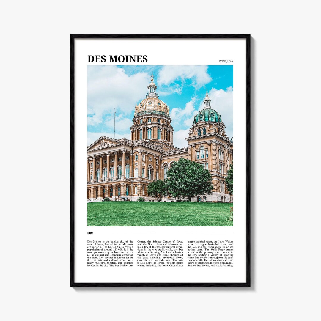 Des Moines Travel Poster No 1, Des Moines Wall Art, Des Moines Poster ...