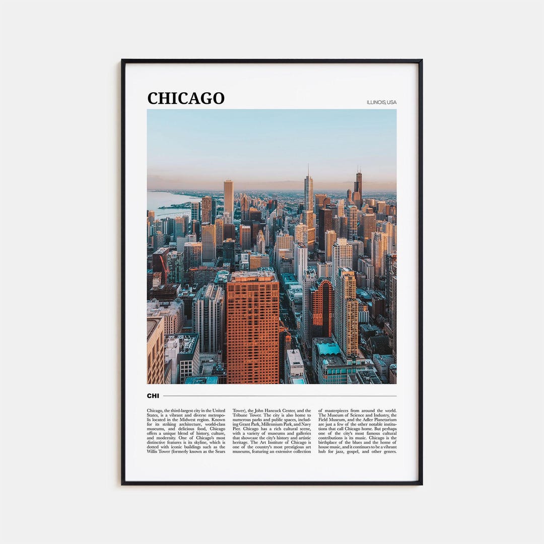 Chicago Travel Poster No 2, Chicago Wall Art, Chicago Poster Print ...