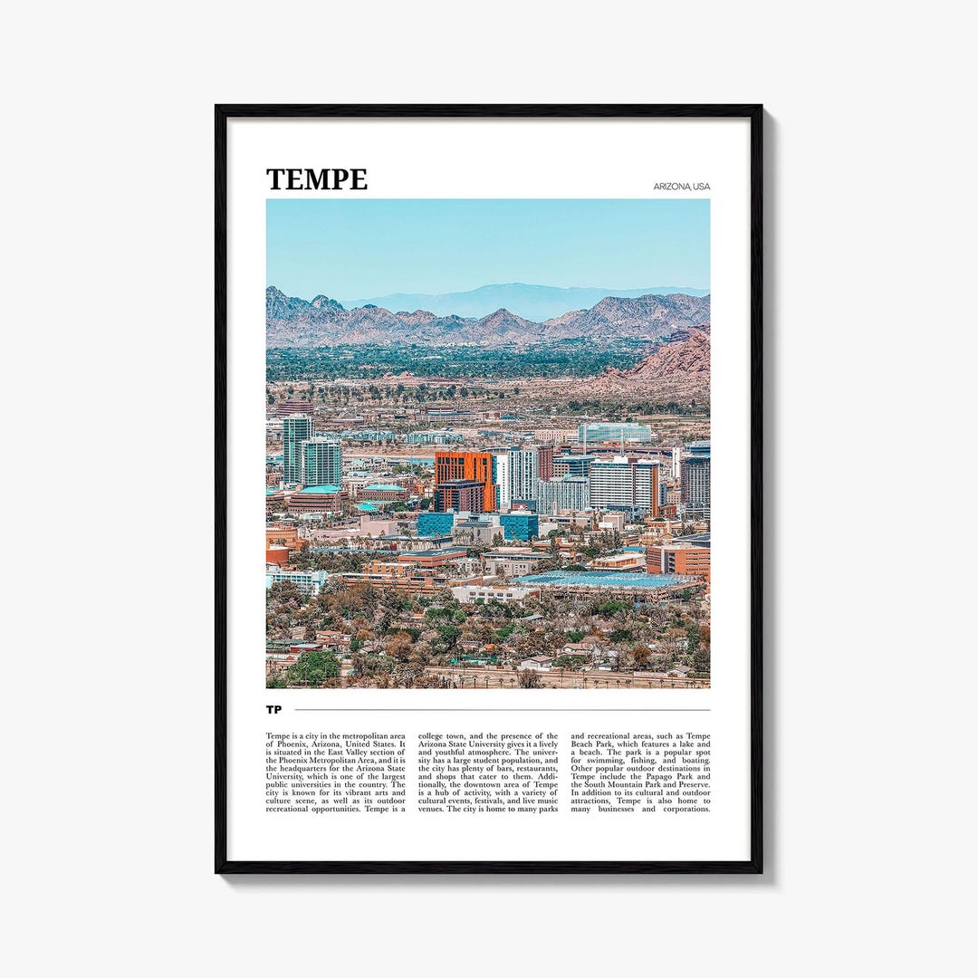 Tempe Travel Poster, Tempe Wall Art, Tempe Poster Print, Tempe Photo ...