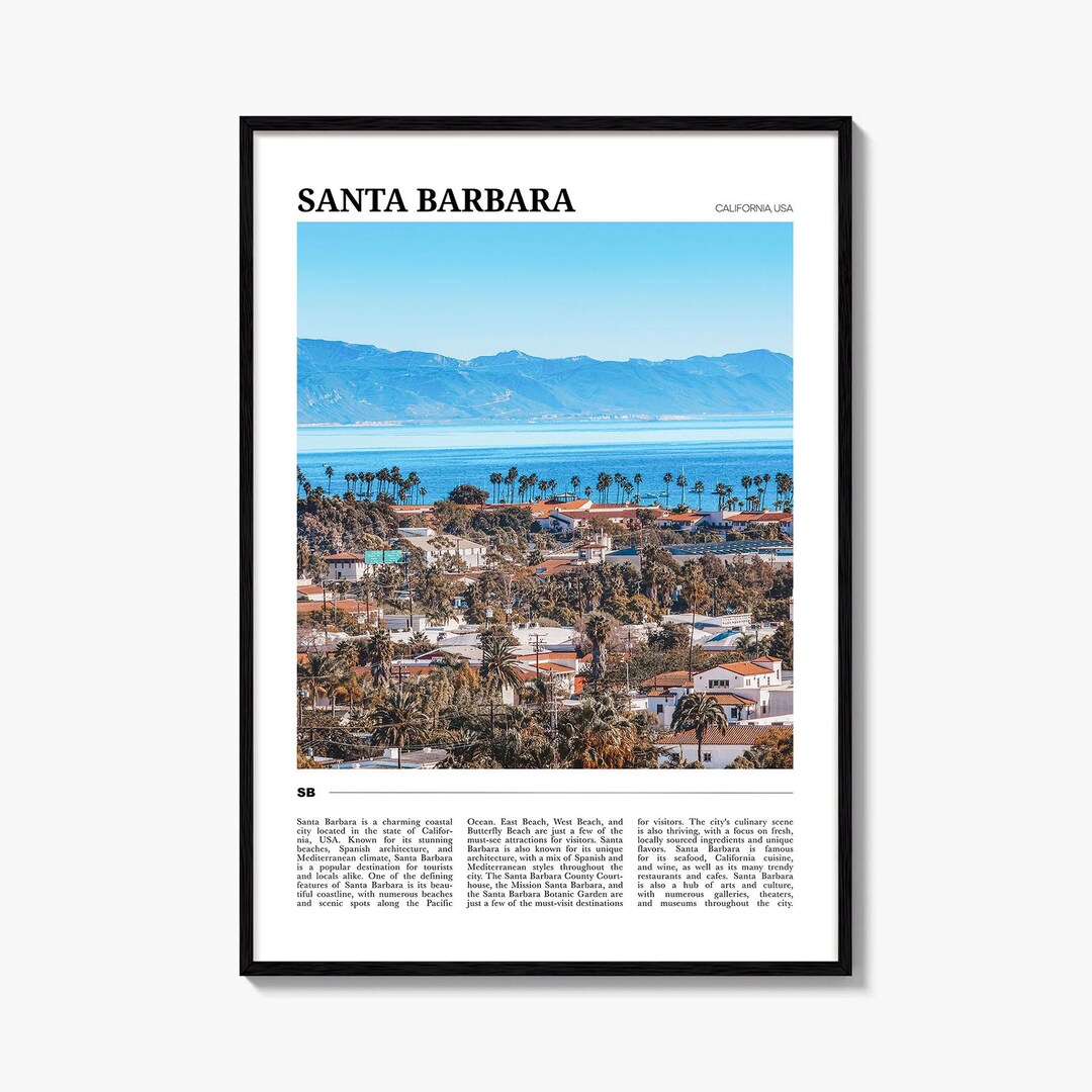 Santa Barbara Travel Poster No 1, Santa Barbara Wall Art, Santa Barbara ...