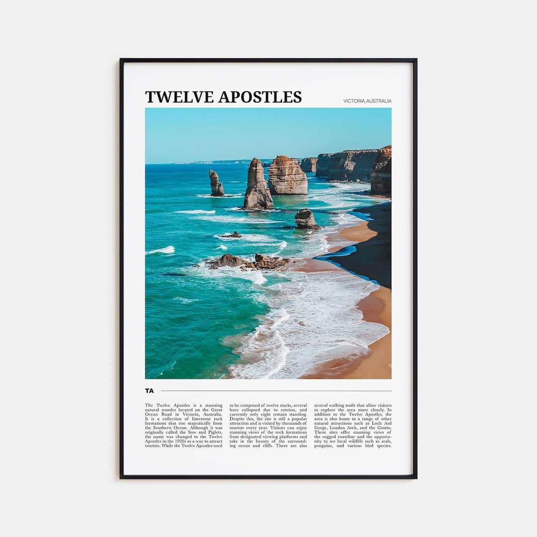 Twelve Apostles Travel Poster, Twelve Apostles Wall Art, Twelve ...