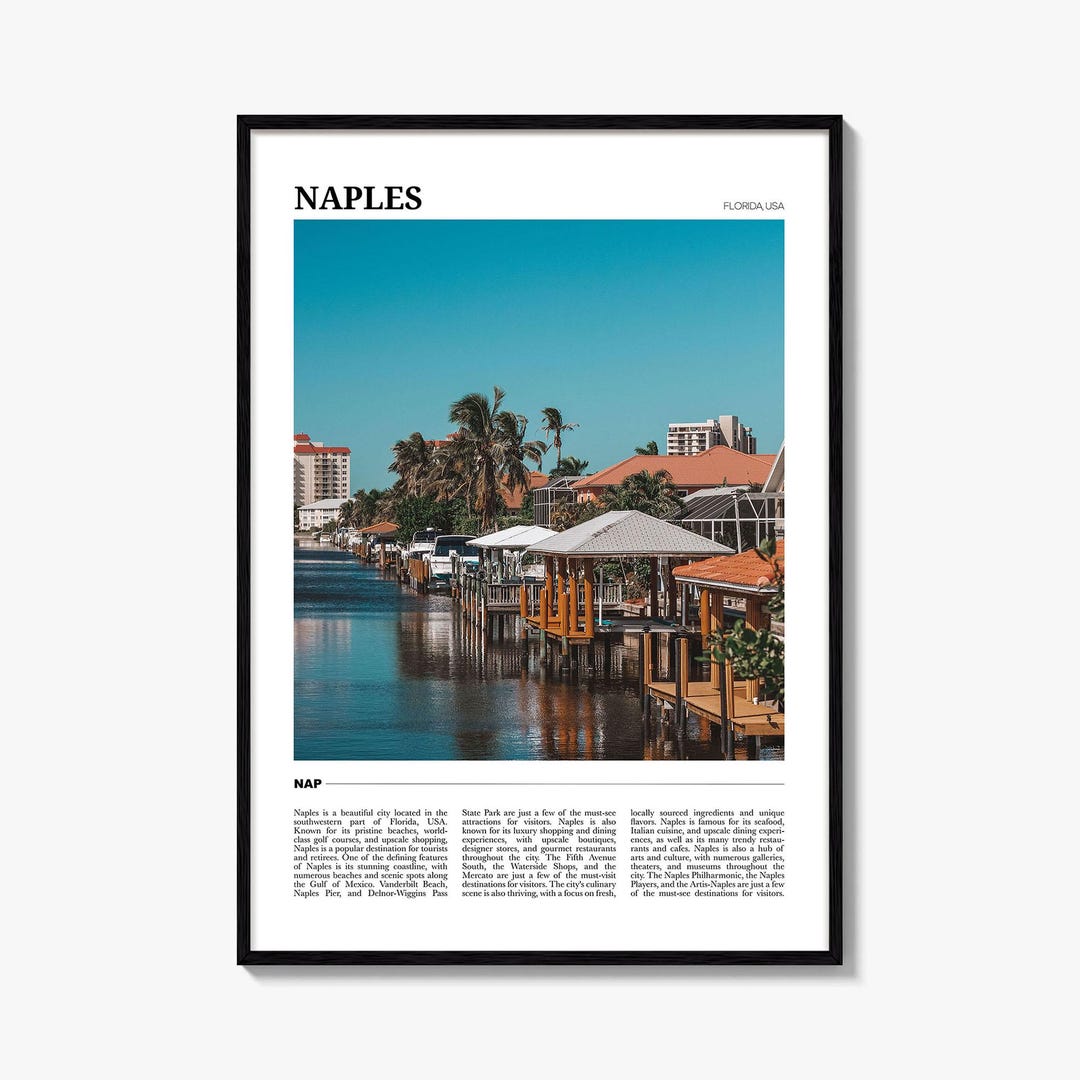 Naples Travel Poster Florida No 2, Naples Wall Art, Naples Poster Print ...