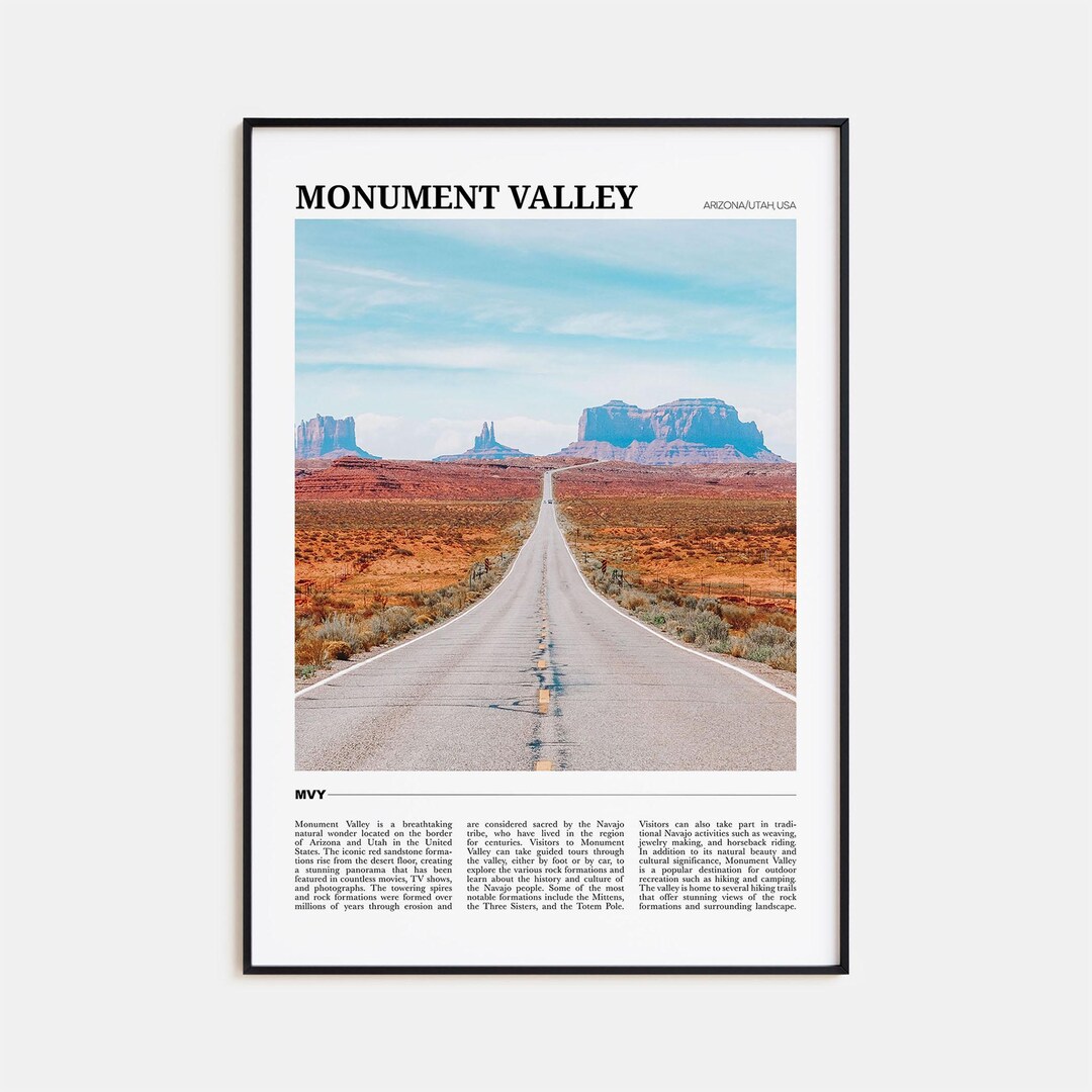 Monument Valley Travel Poster, Monument Valley Wall Art, Monument ...