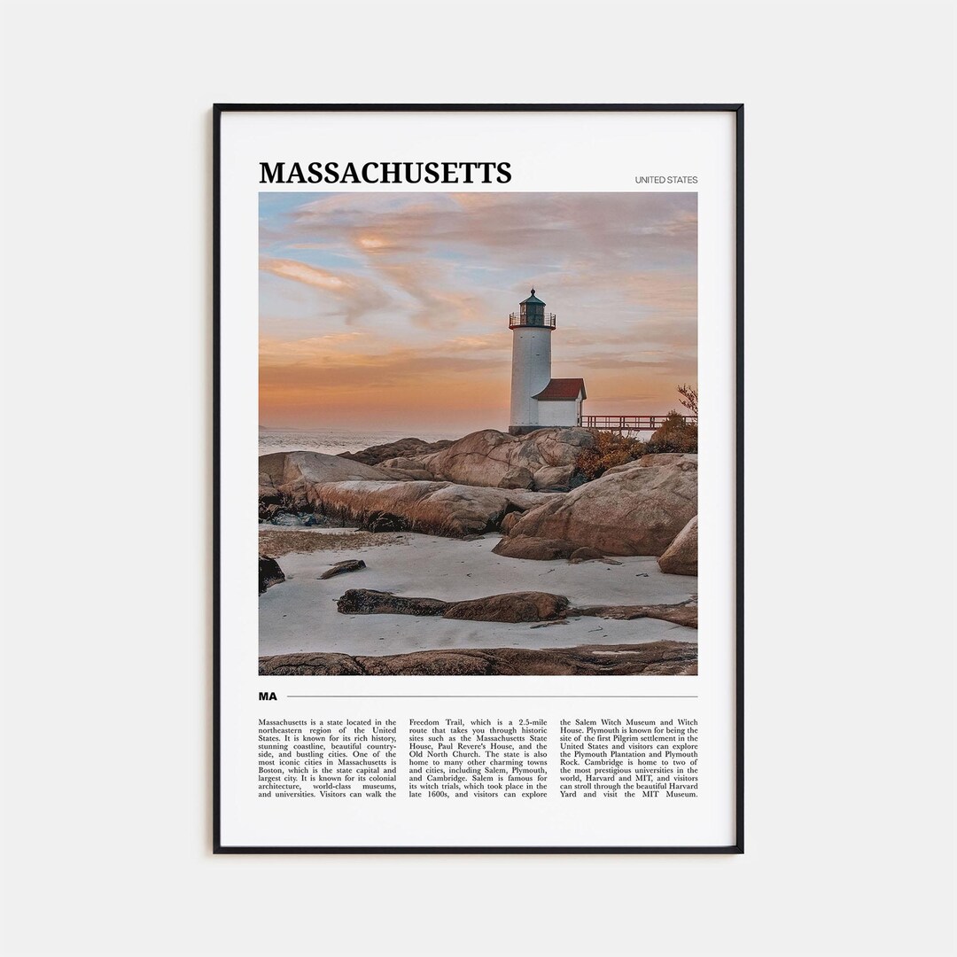Massachusetts Travel Poster, Massachusetts Wall Art, Massachusetts ...