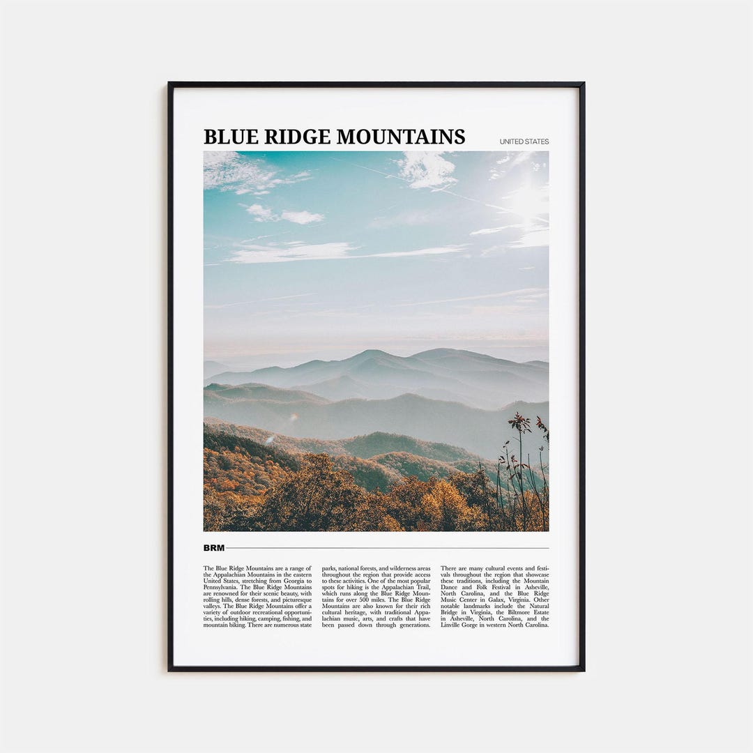 Blue Ridge Mountains Travel Poster, Blue Ridge Mountains Wall Art, Blue ...