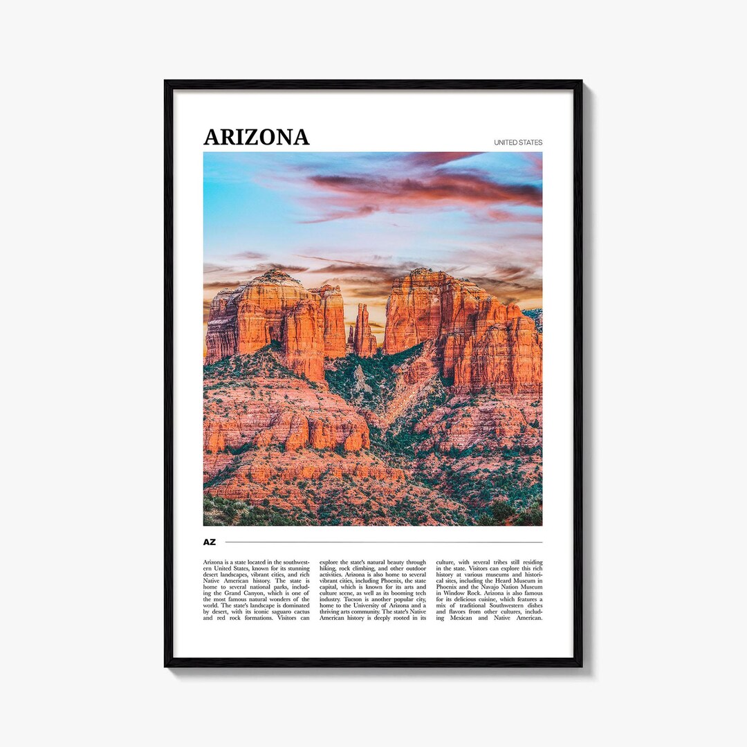 Arizona Travel Poster No 2, Arizona Wall Art, Arizona Poster Print ...