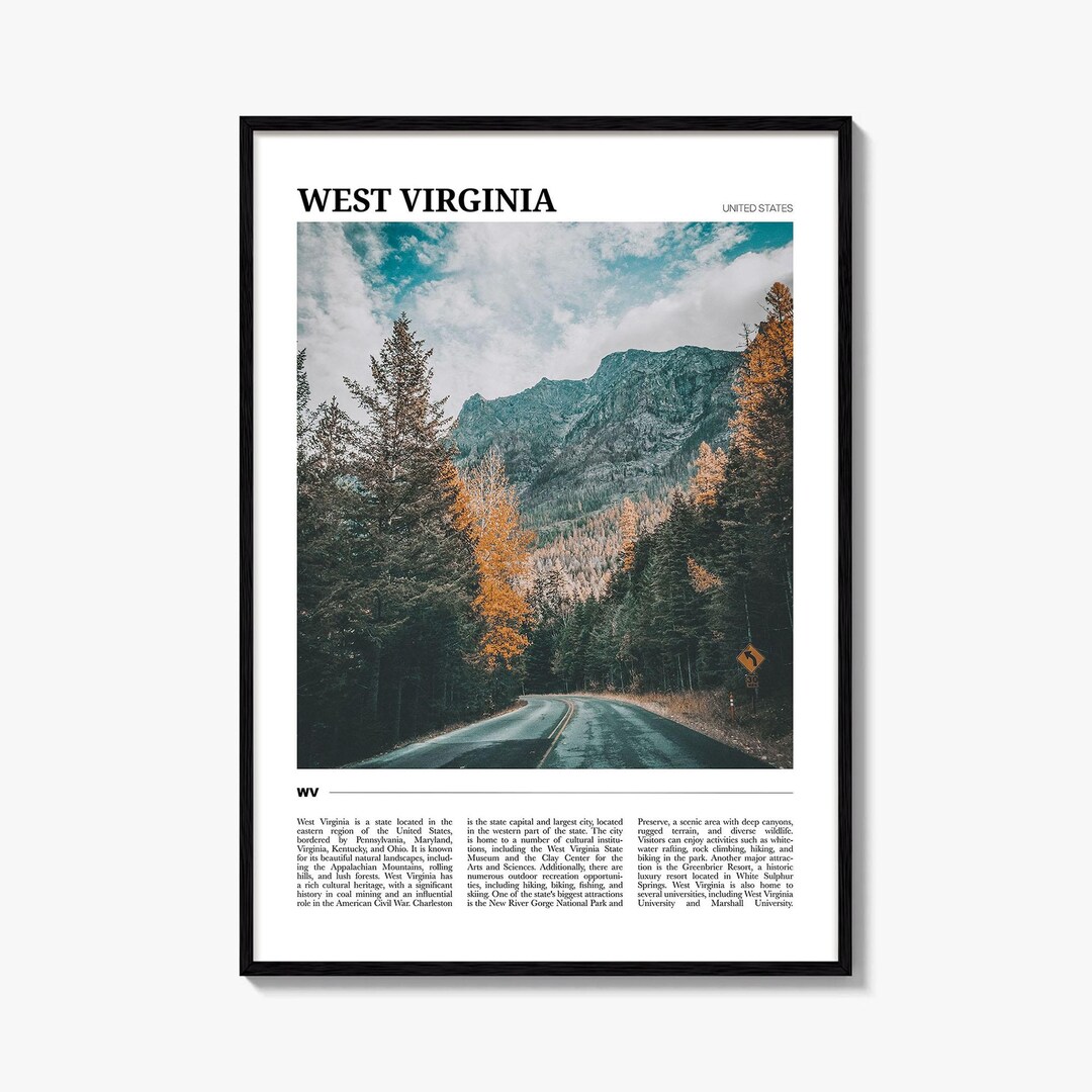 West Virginia Travel Poster, West Virginia Wall Art, West Virginia ...