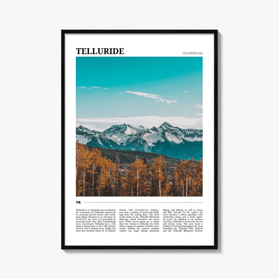 Telluride Colorado Travel Poster: Mountain Wall Art Print - Etsy