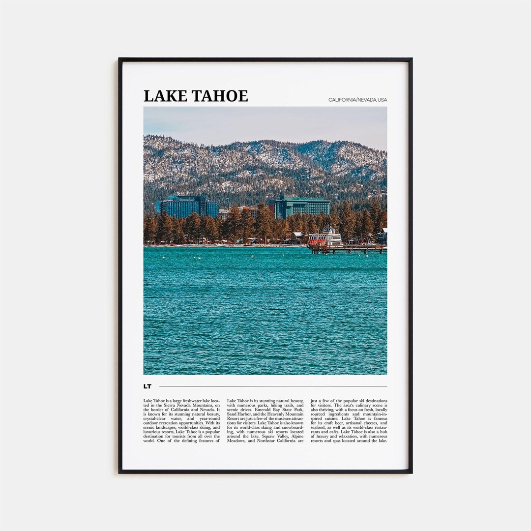 Lake Tahoe Travel Poster No 2, Lake Tahoe Wall Art, Lake Tahoe Poster ...