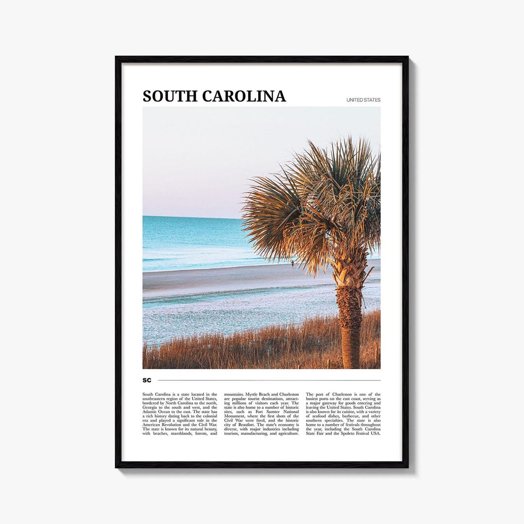 South Carolina Travel Poster No 2, South Carolina Wall Art, South ...