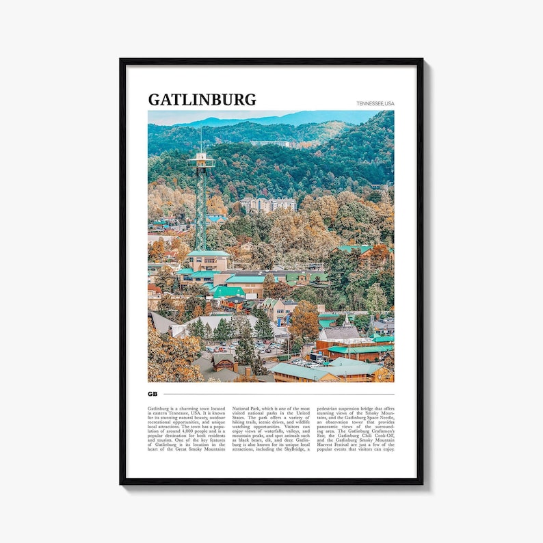 Gatlinburg Poster Print, Tennessee Photo, Great Smoky Mountains Wall ...
