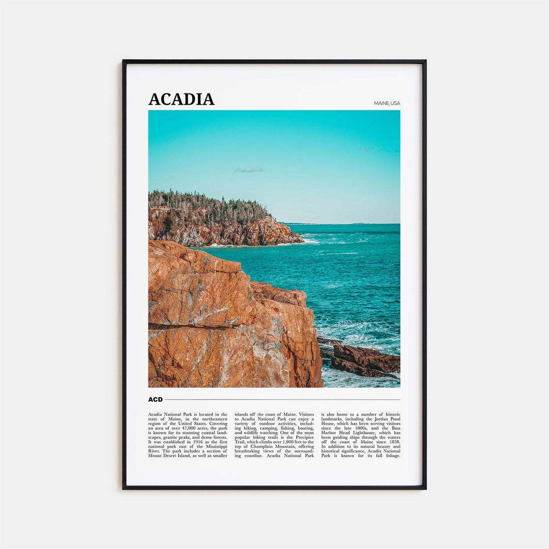 Acadia National Park Travel Poster, Acadia National Park Wall Art ...