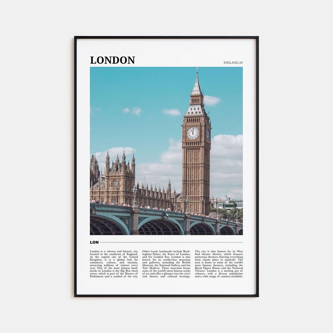 London Travel Poster No 2, London Wall Art, London Poster Print, London ...