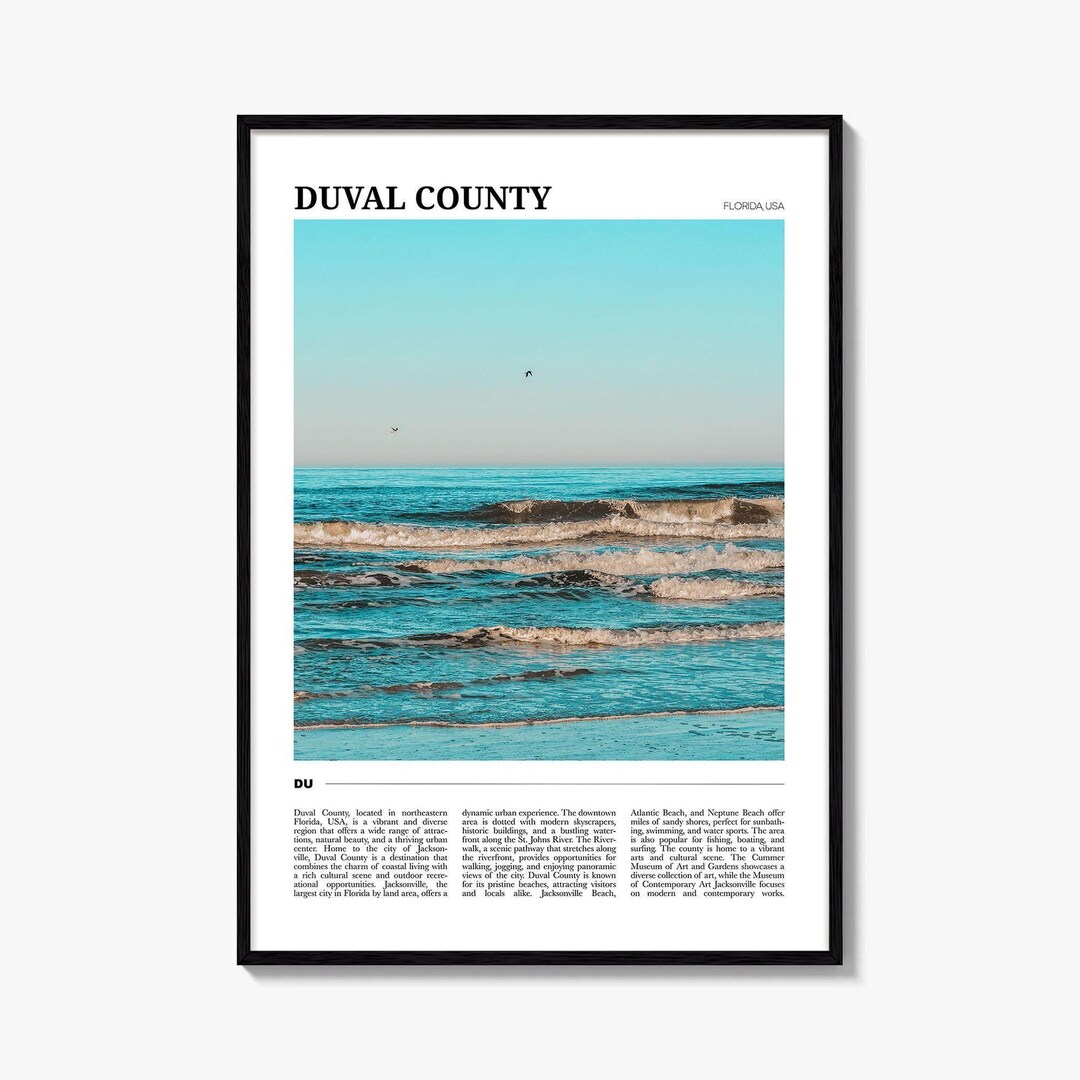 Duval County Florida Travel Poster: Vibrant Beach Photography Print - Etsy