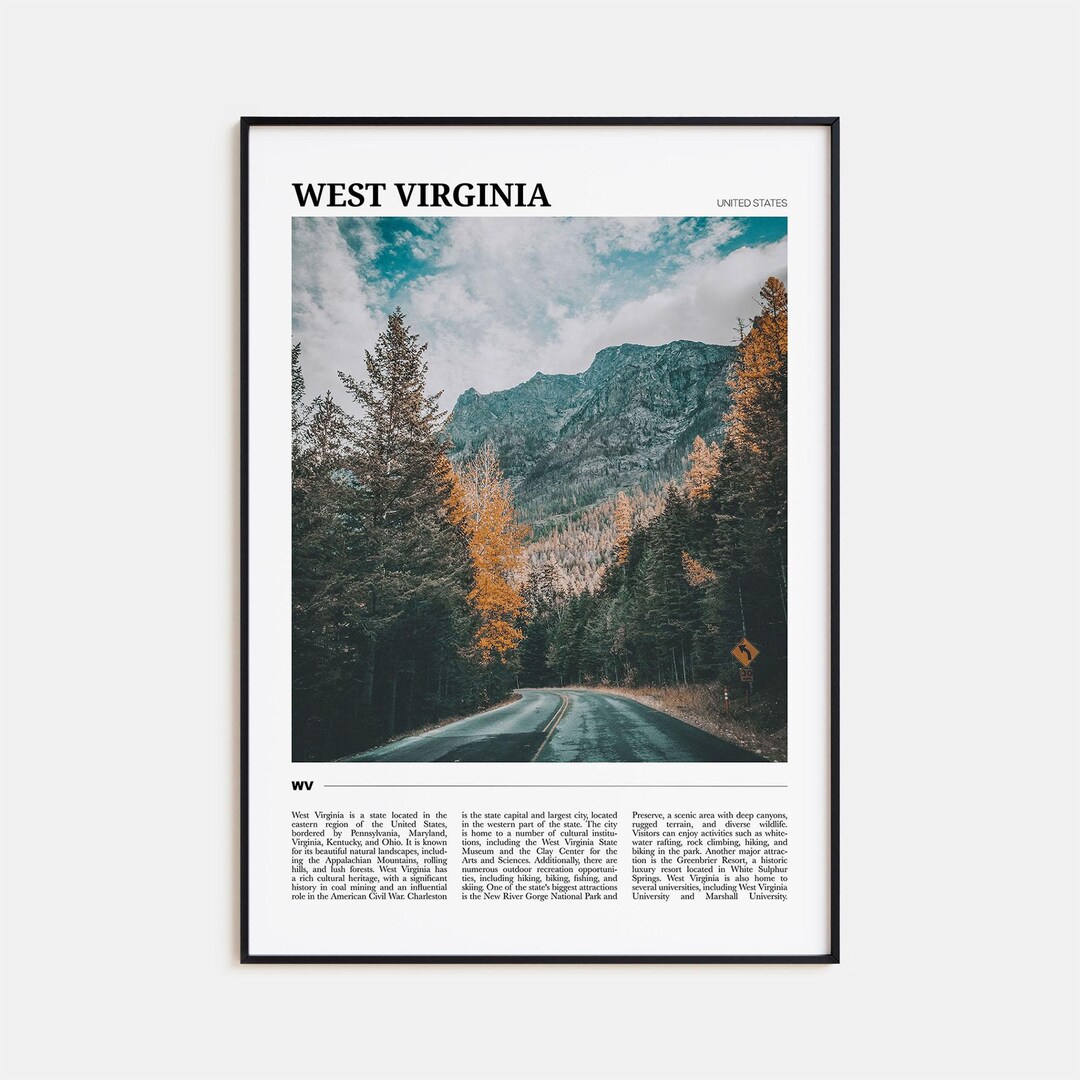 West Virginia Travel Poster, West Virginia Wall Art, West Virginia ...