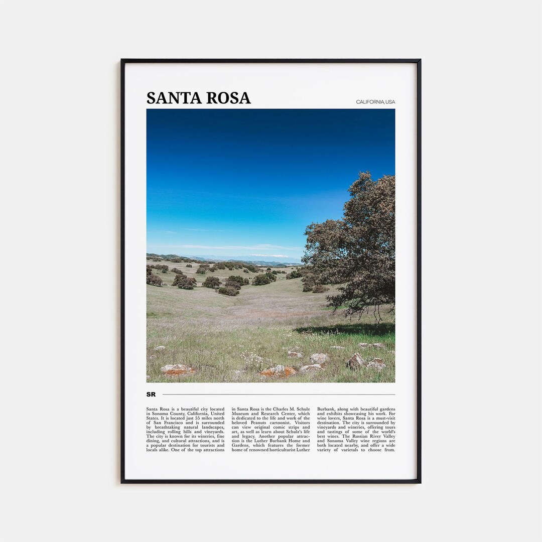Santa Rosa Travel Poster No 2, Santa Rosa Wall Art, Santa Rosa Poster ...