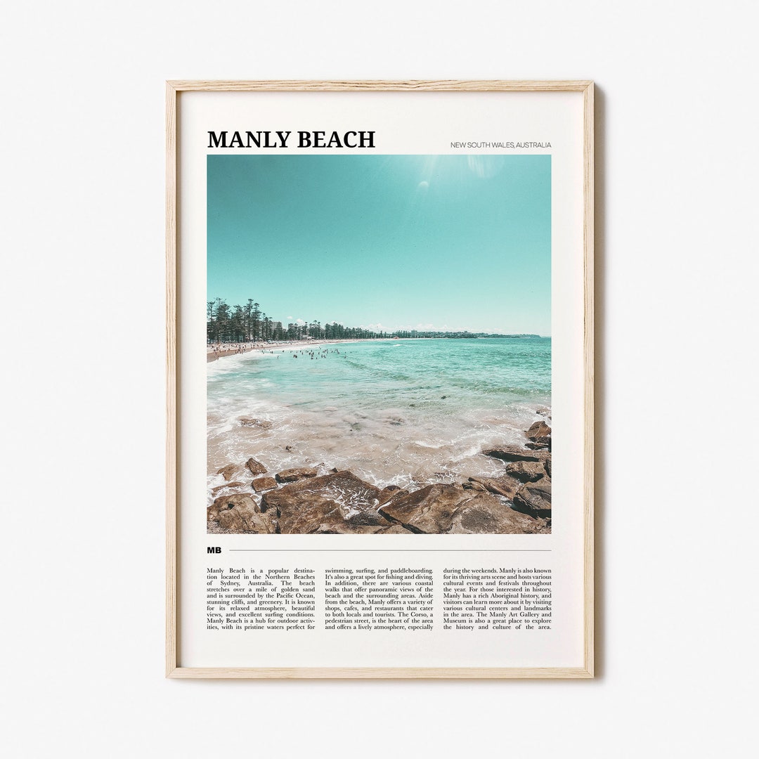 Manly Beach Travel Poster, Manly Beach Wall Art, Manly Beach Poster ...