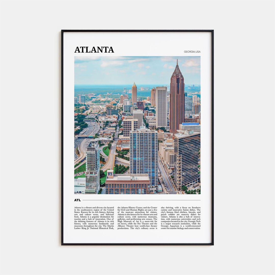 Atlanta Travel Poster No 1, Atlanta Wall Art, Atlanta Poster Print ...