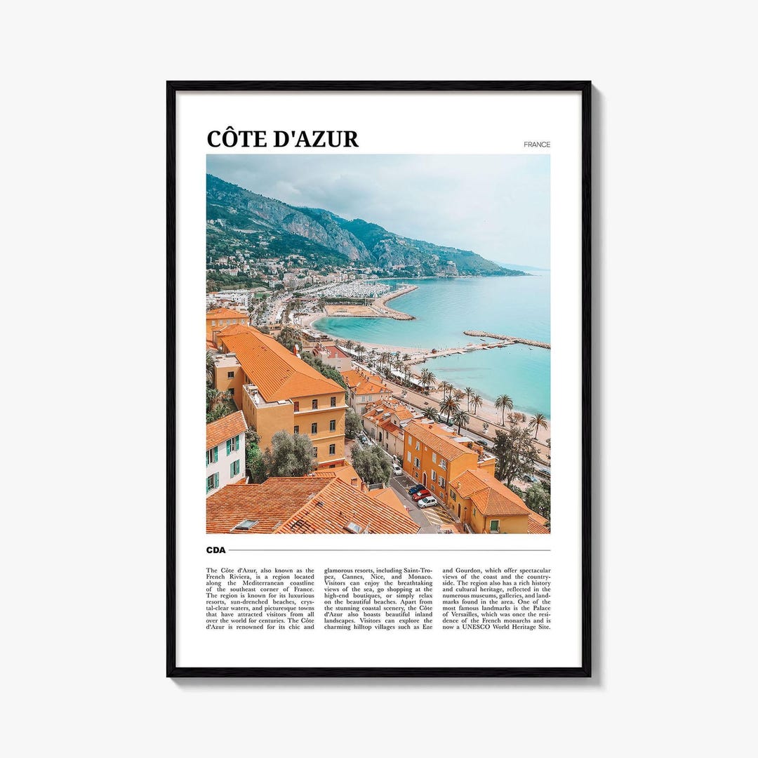 Cote D’azur Travel Poster No 1, Cote D’azur Wall Art, Cote D’azur ...