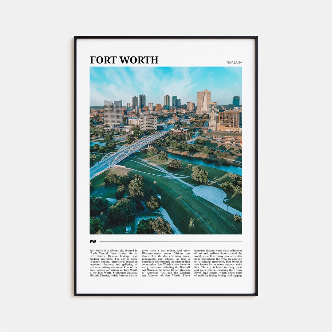 Fort Worth Travel Poster No 2, Fort Worth Wall Art, Fort Worth Poster ...