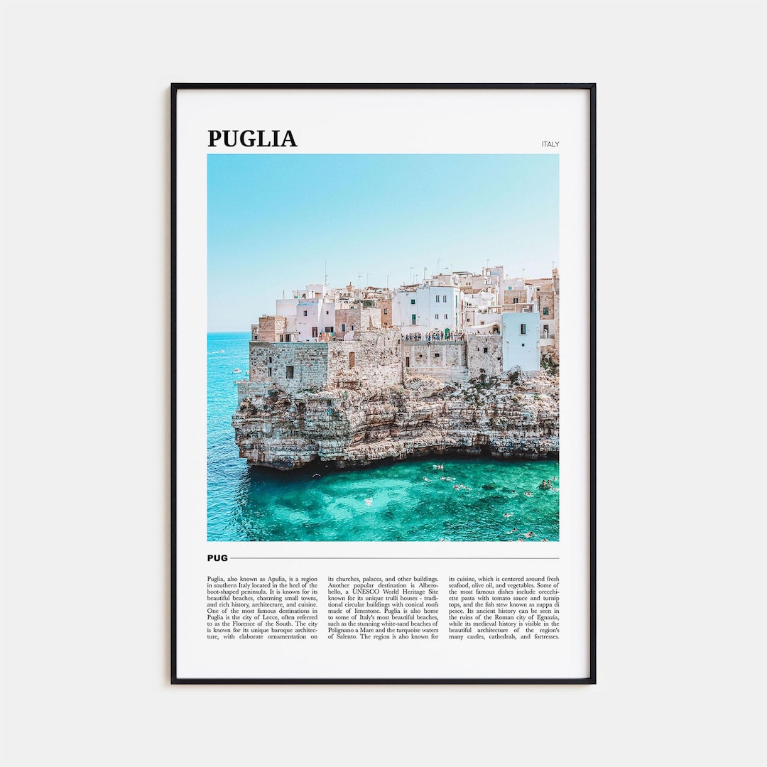 Puglia Travel Poster, Puglia Wall Art, Puglia Poster Print, Puglia ...
