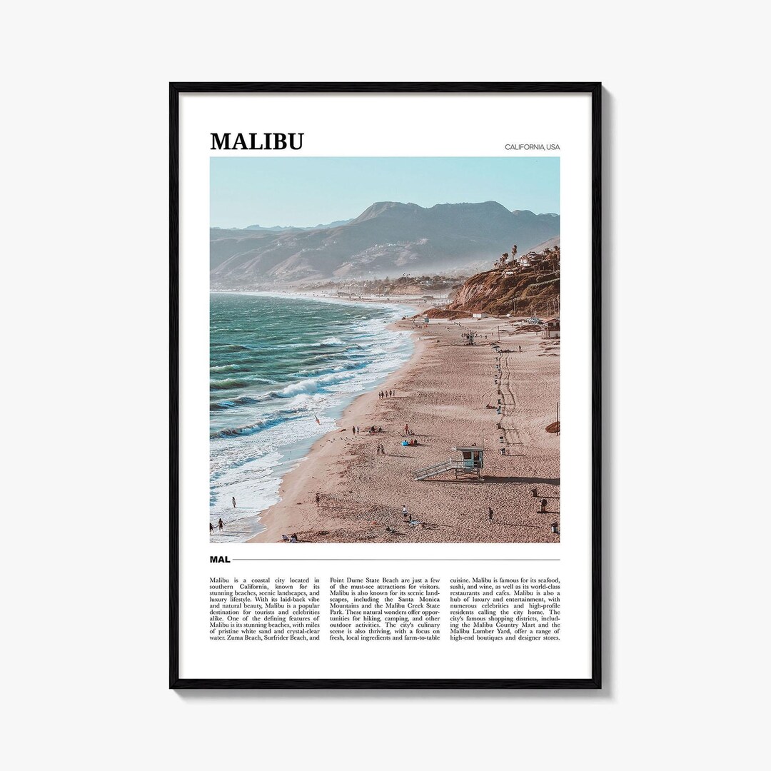 Malibu Travel Poster, Malibu Wall Art, Malibu Poster Print, Malibu ...