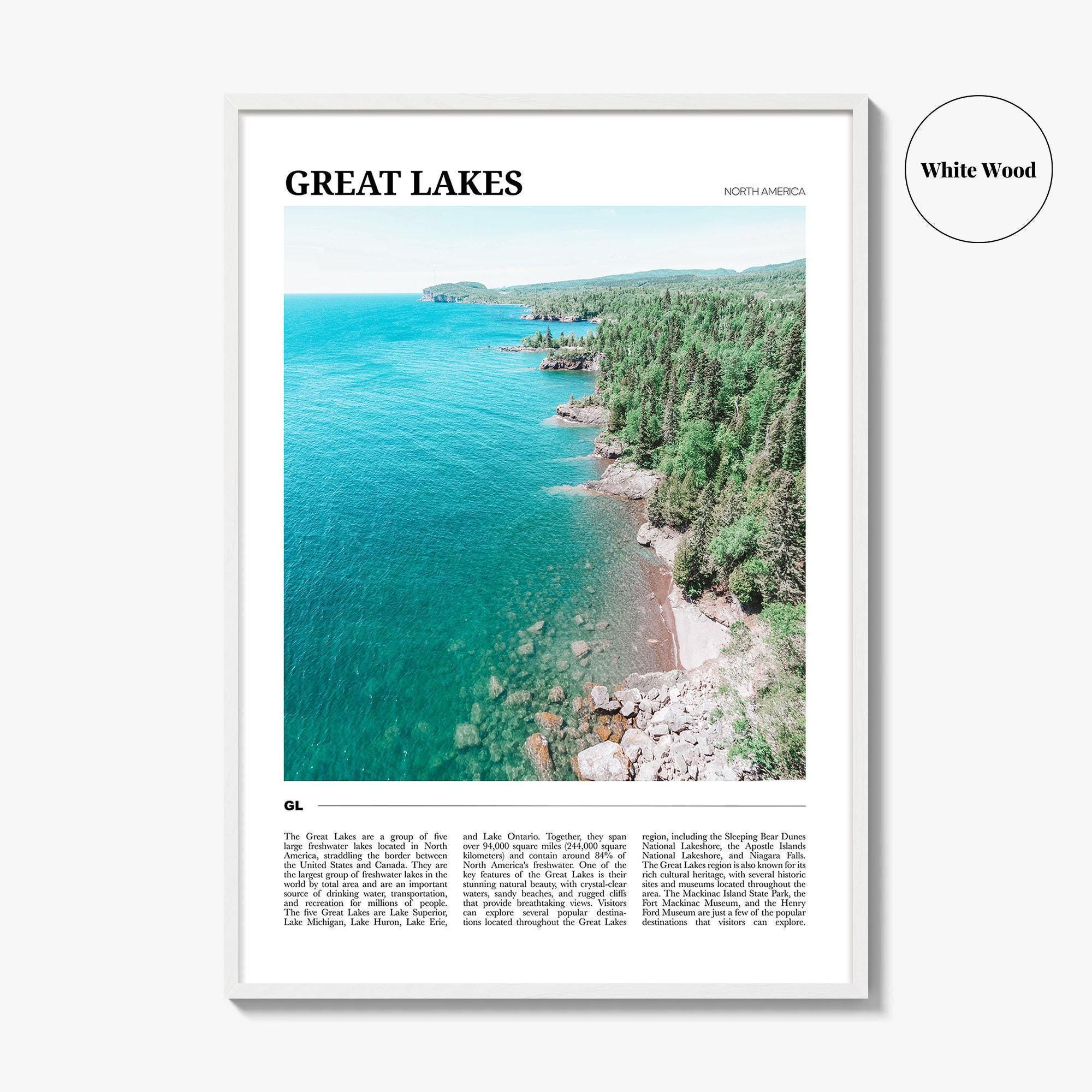 Great Lakes Travel Poster, Great Lakes Wall Art, Great Lakes Poster ...