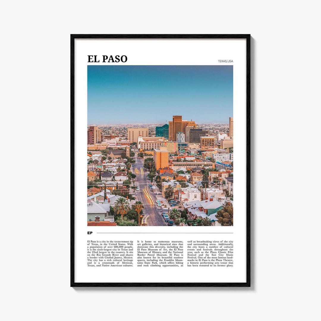 El Paso Texas Travel Poster: Vibrant Cityscape Wall Art - Etsy