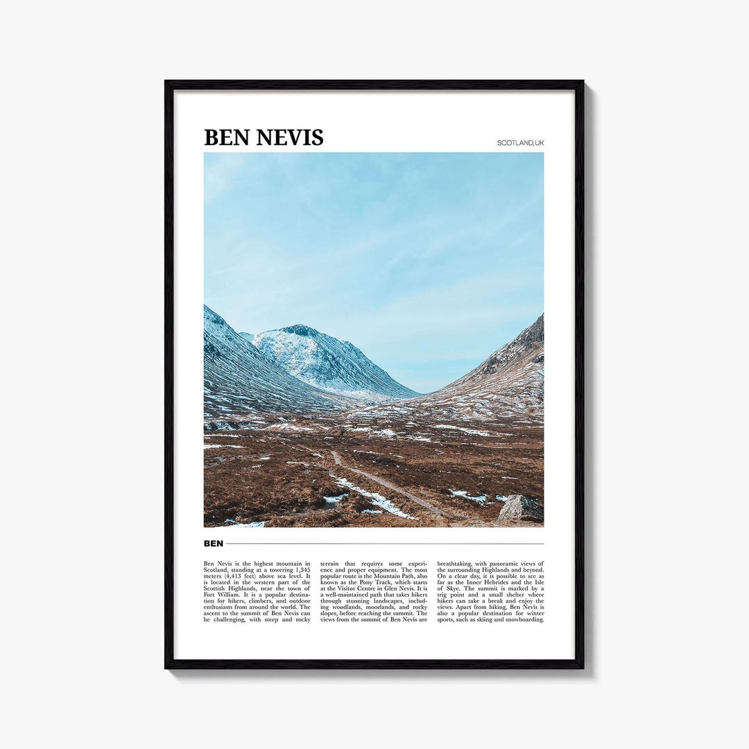 Ben Nevis Travel Poster, Ben Nevis Wall Art, Ben Nevis Poster Print ...