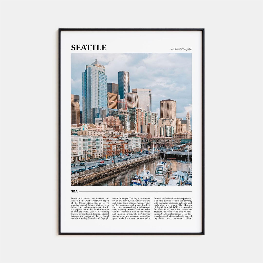 Seattle Travel Poster No 1, Seattle Wall Art, Seattle Poster Print ...