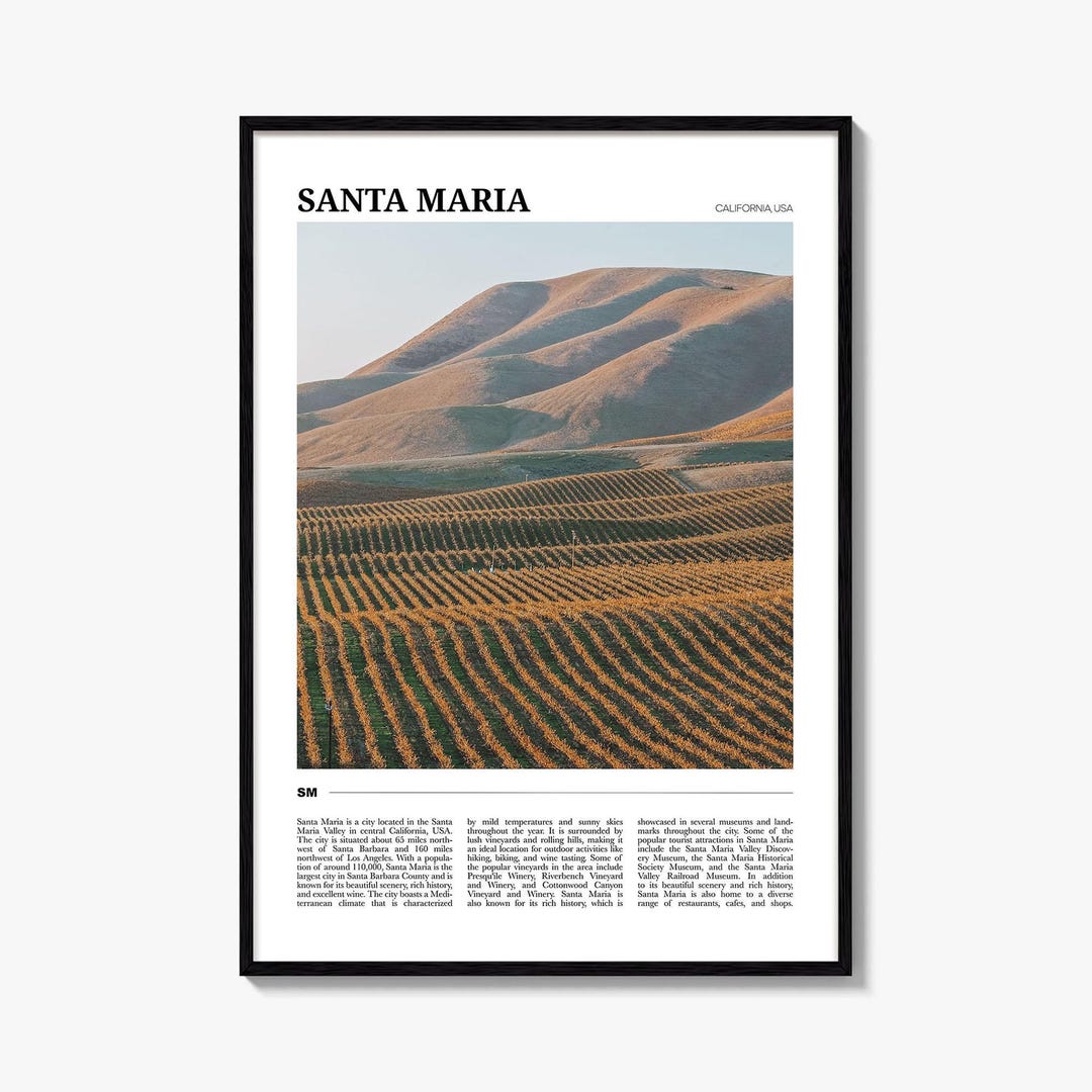 Santa Maria Travel Poster, Santa Maria Wall Art, Santa Maria Poster ...