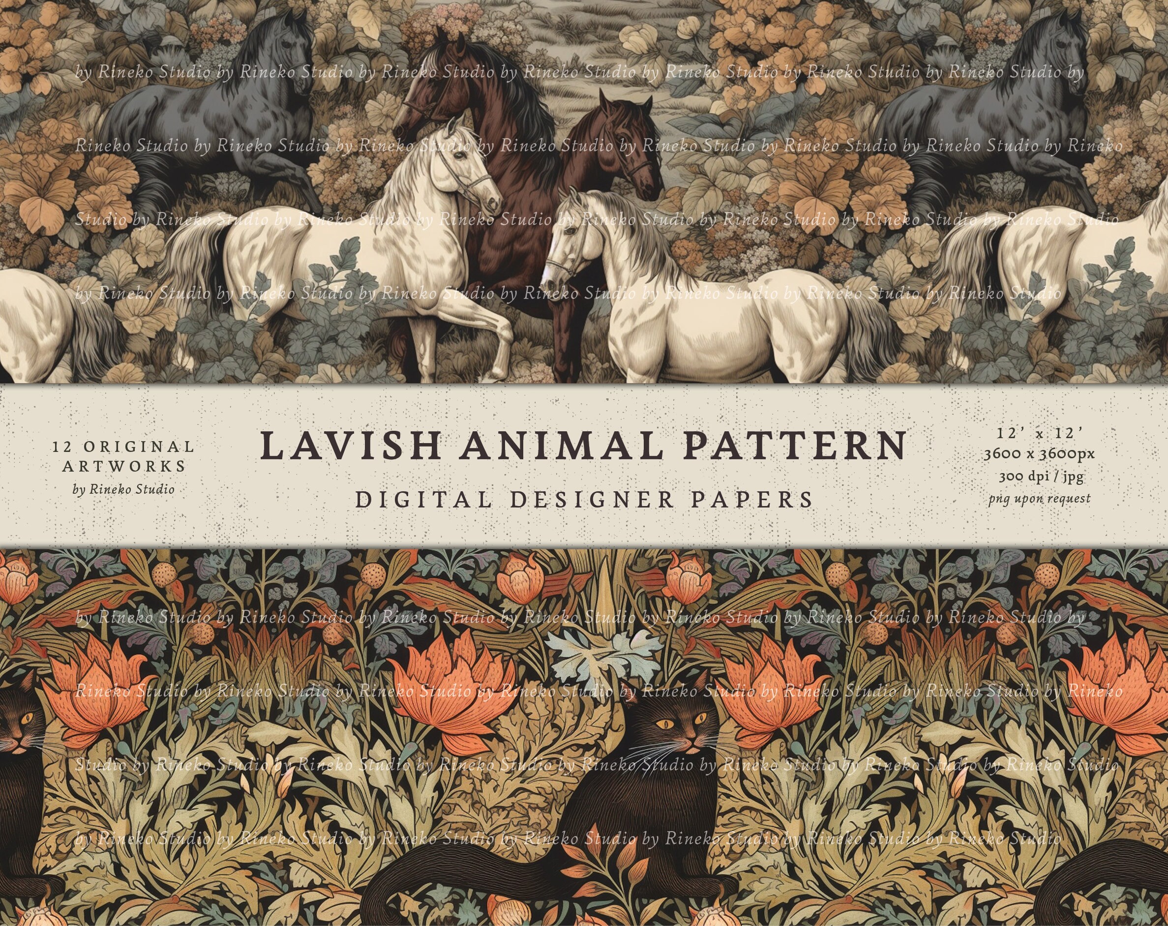 Lavish Animal Digital Paper Pack - 12 Designs - Commercial Use ...