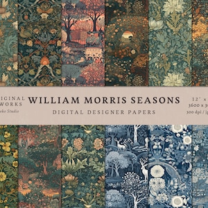 William Morris Seasons Digital Paper Pack - 12 Designs - Commercial Use ...