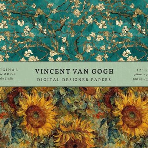 Vincent Van Gogh Digital Paper Pack - 12 Designs - Commercial Use ...
