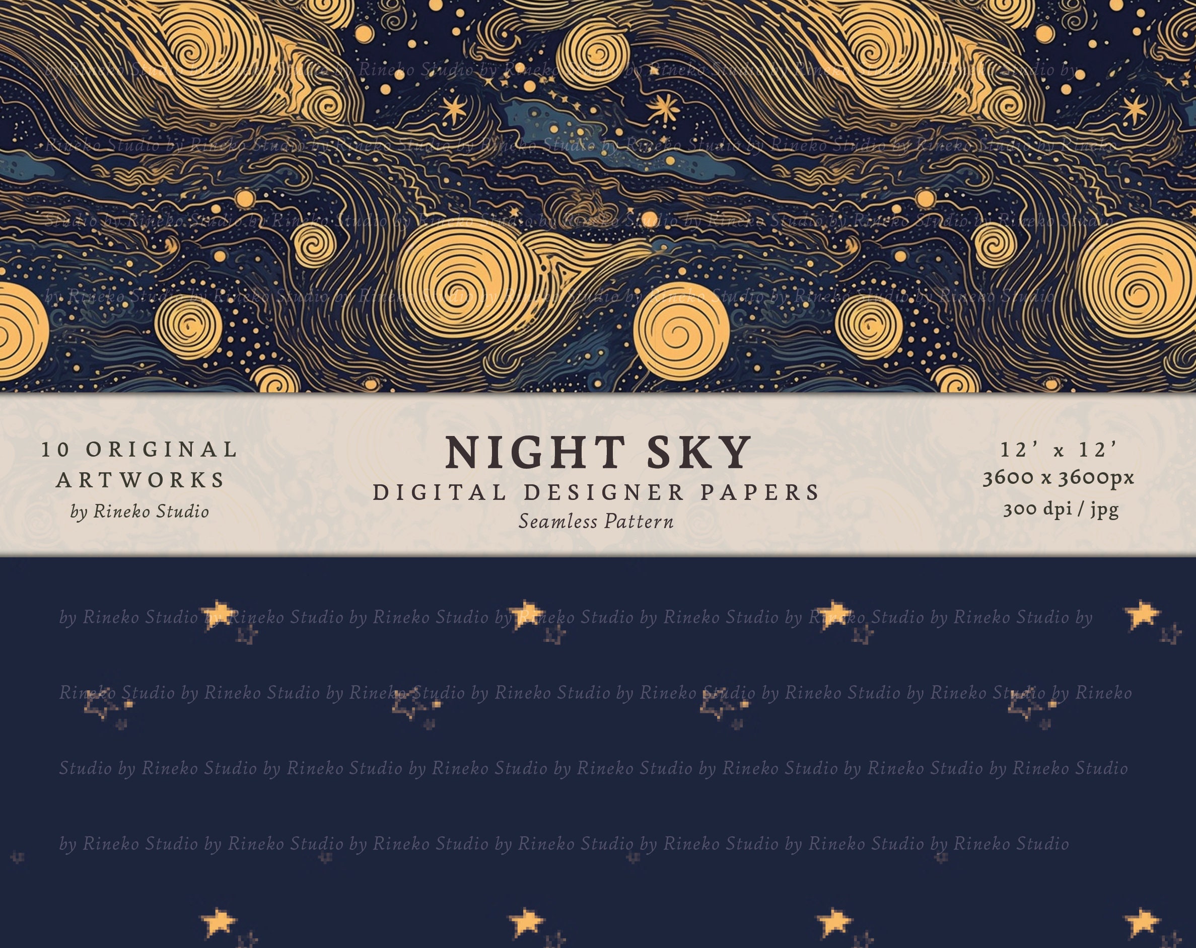 Night Sky Celestial Digital Paper Pack 10 Designs Commercial Use ...
