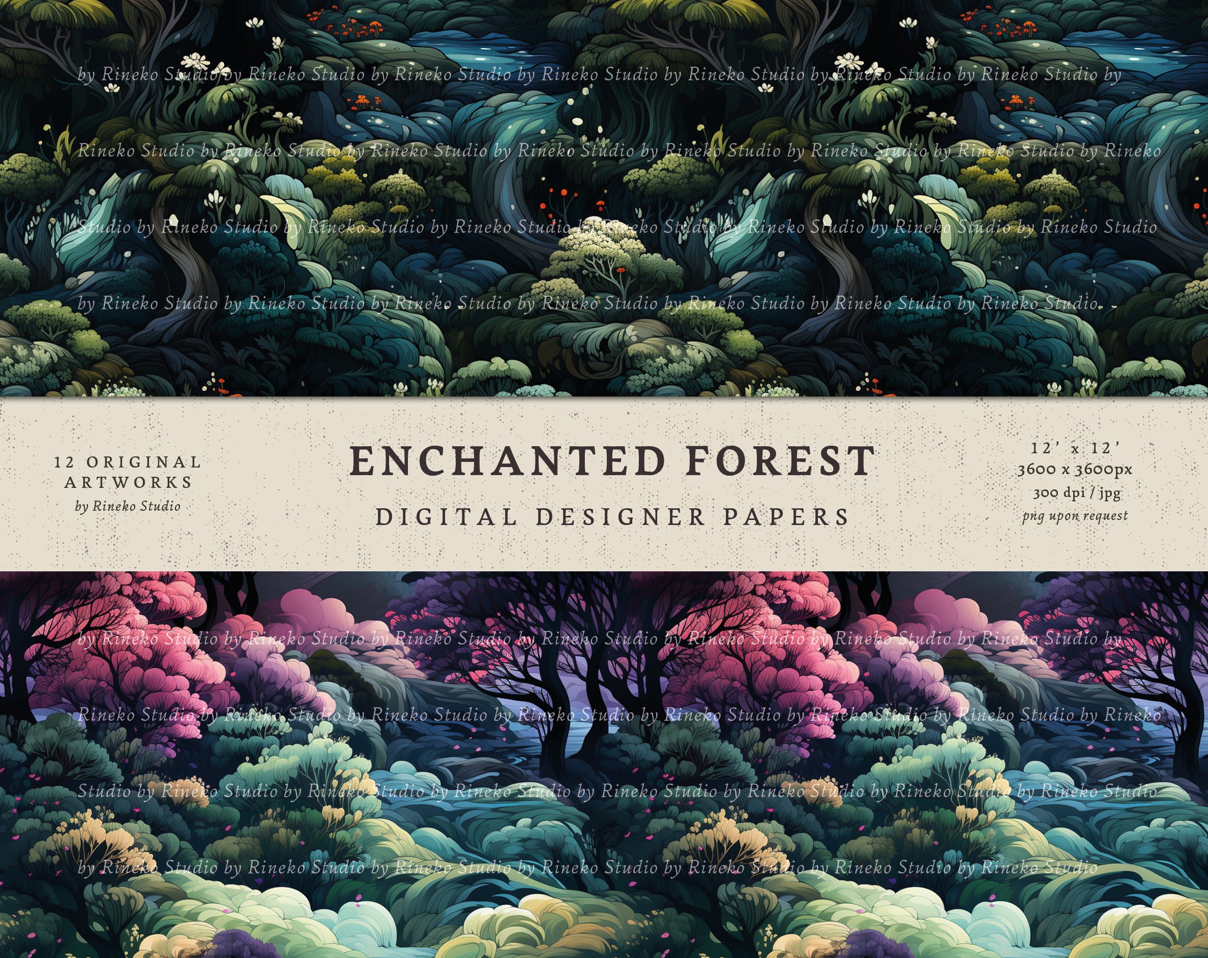 Enchanted Forest Fantasy Collection Digital Paper Pack 12 Designs ...