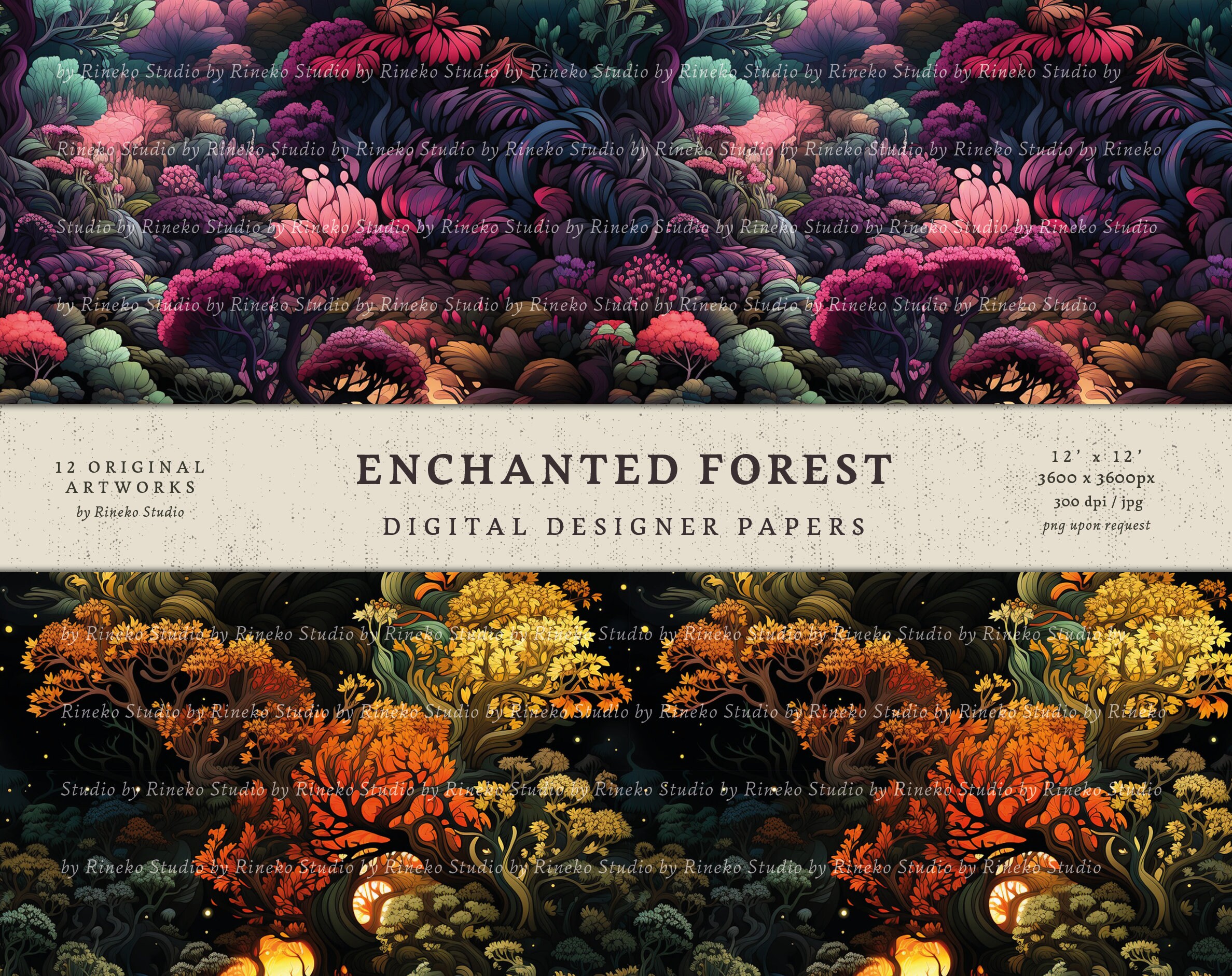Enchanted Forest Fantasy Collection Digital Paper Pack 12 Designs ...