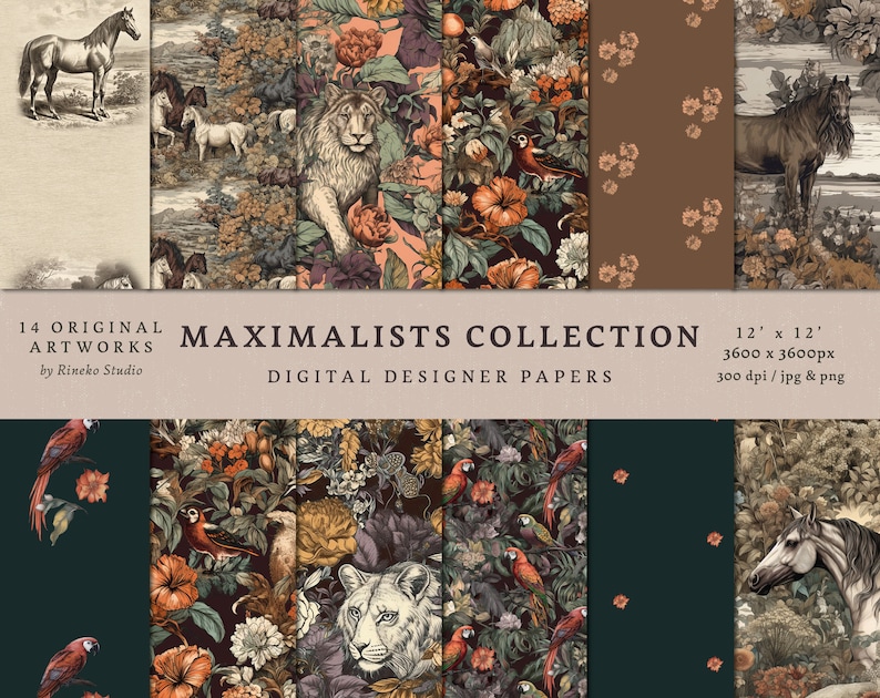 Maximalists Collection Digital Paper Pack 12 Designs Commercial Use ...
