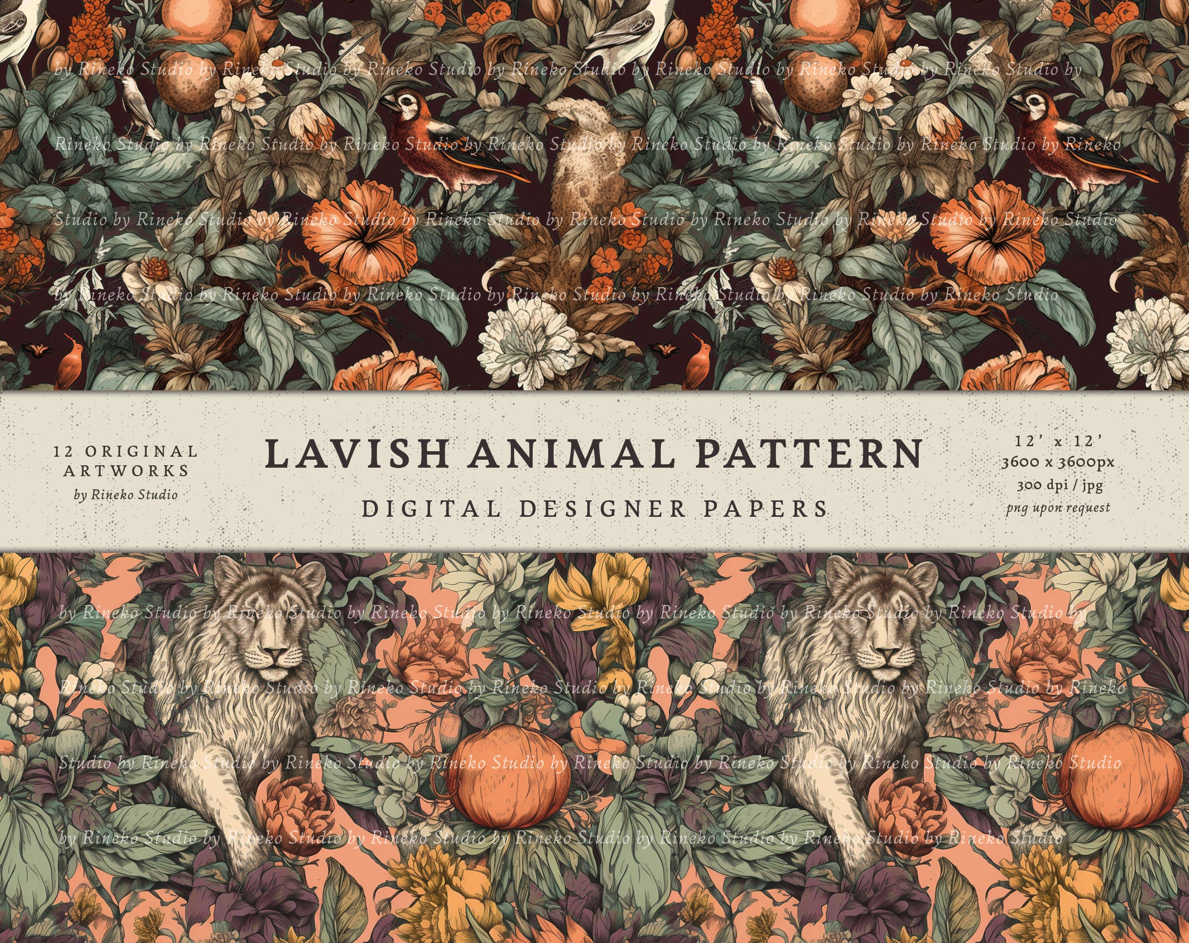 Lavish Animal Digital Paper Pack - 12 Designs - Commercial Use ...