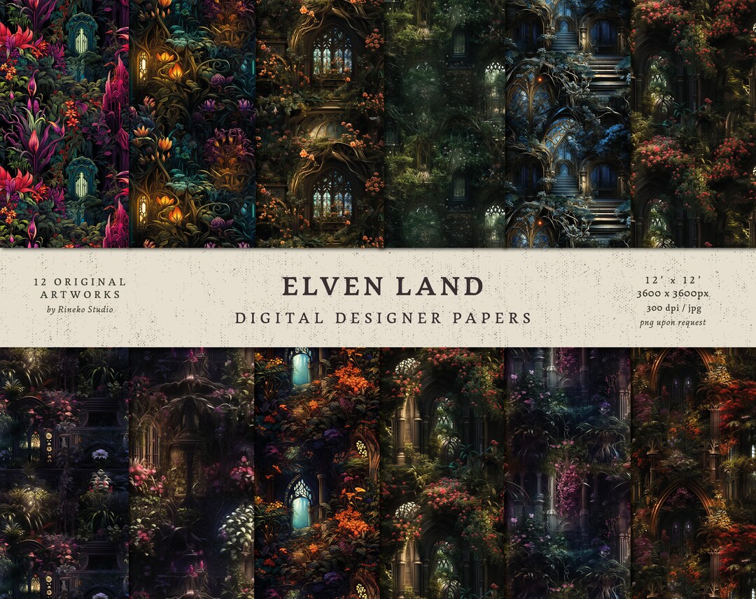 Elven Land Fantasy Collection Digital Paper Pack 12 Designs Commercial ...