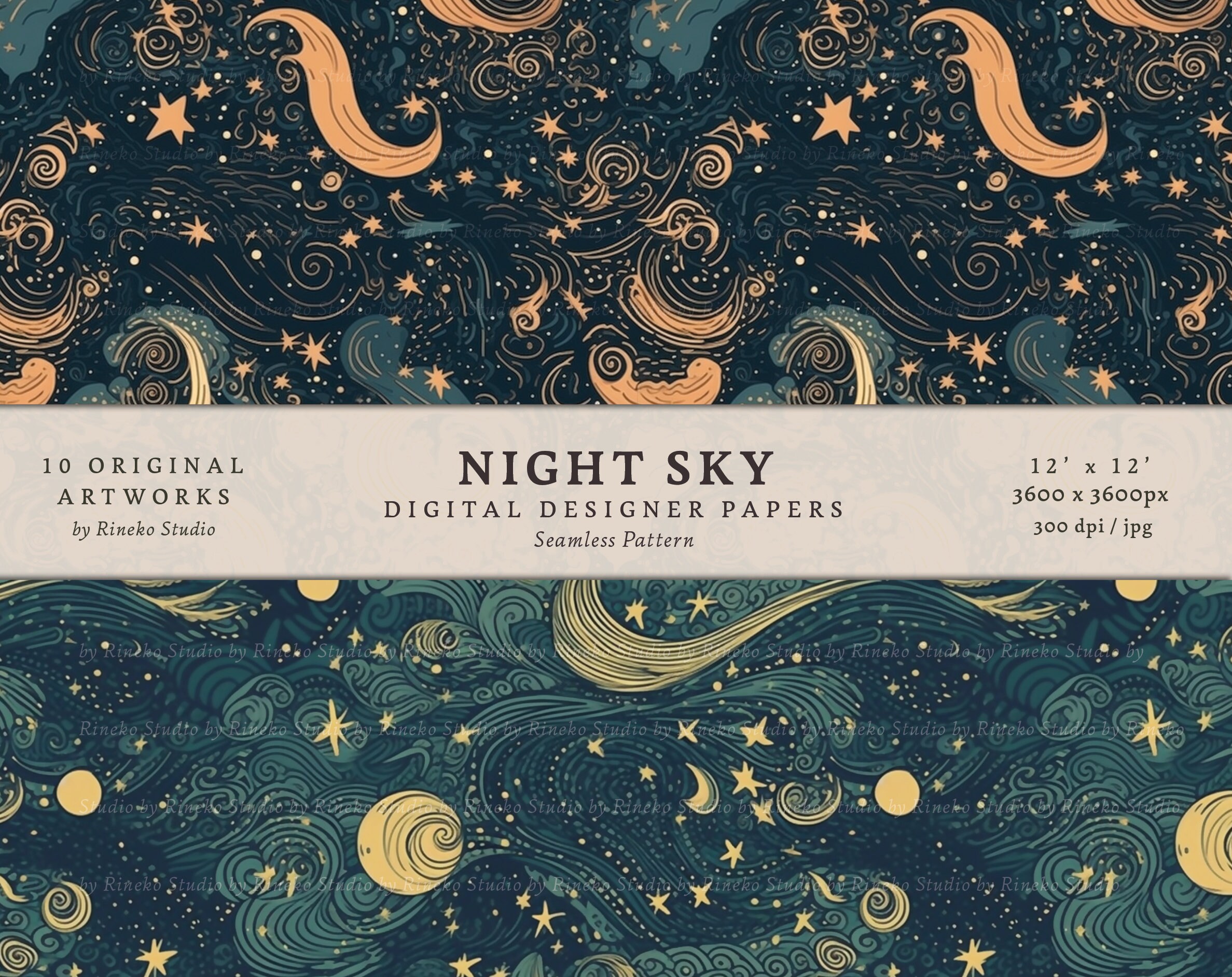 Night Sky Celestial Digital Paper Pack 10 Designs Commercial Use ...